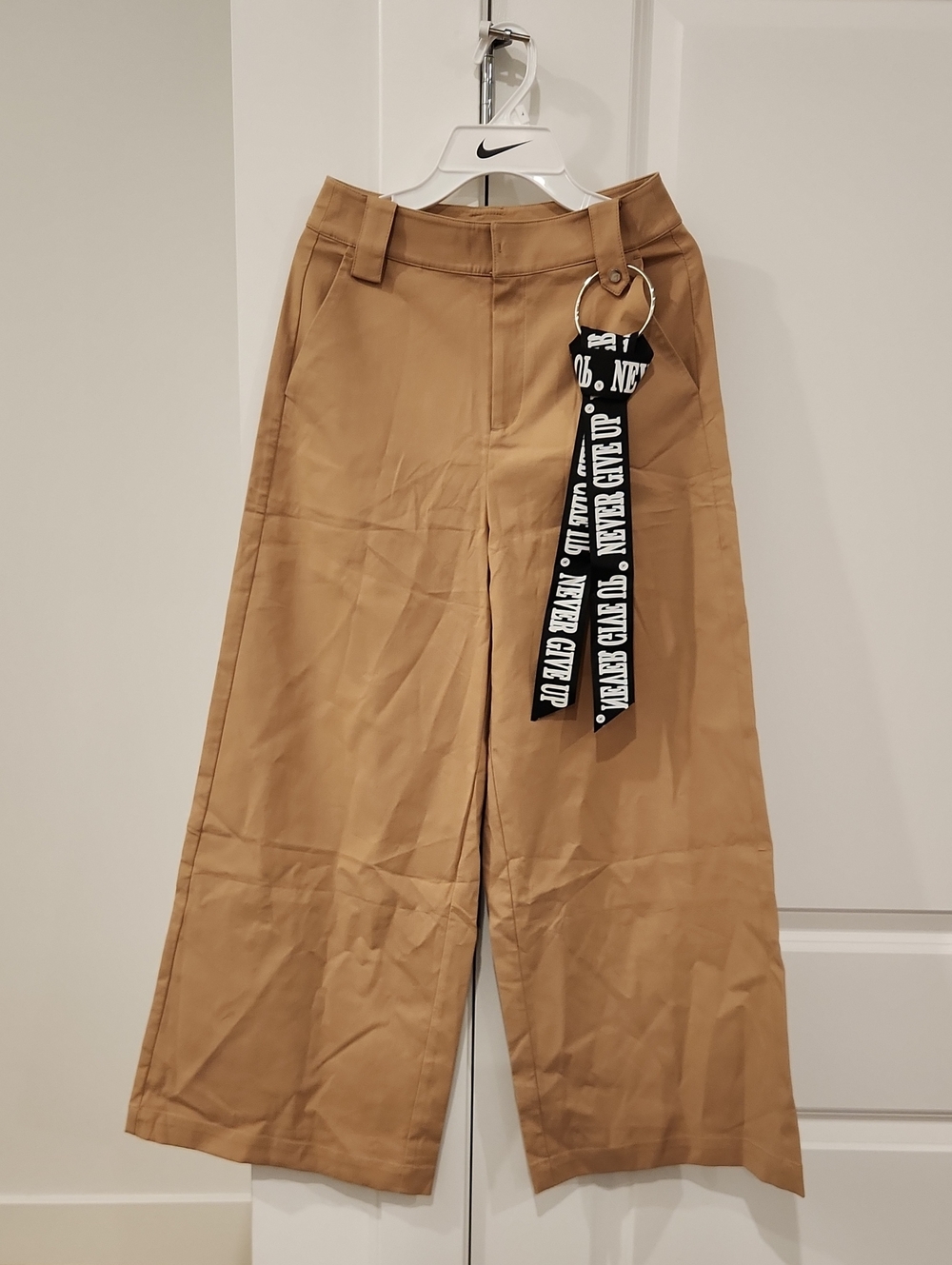 Pants & Jumpsuits | Nwot Wideleg Tan Chino Pants With Ring Detail ...